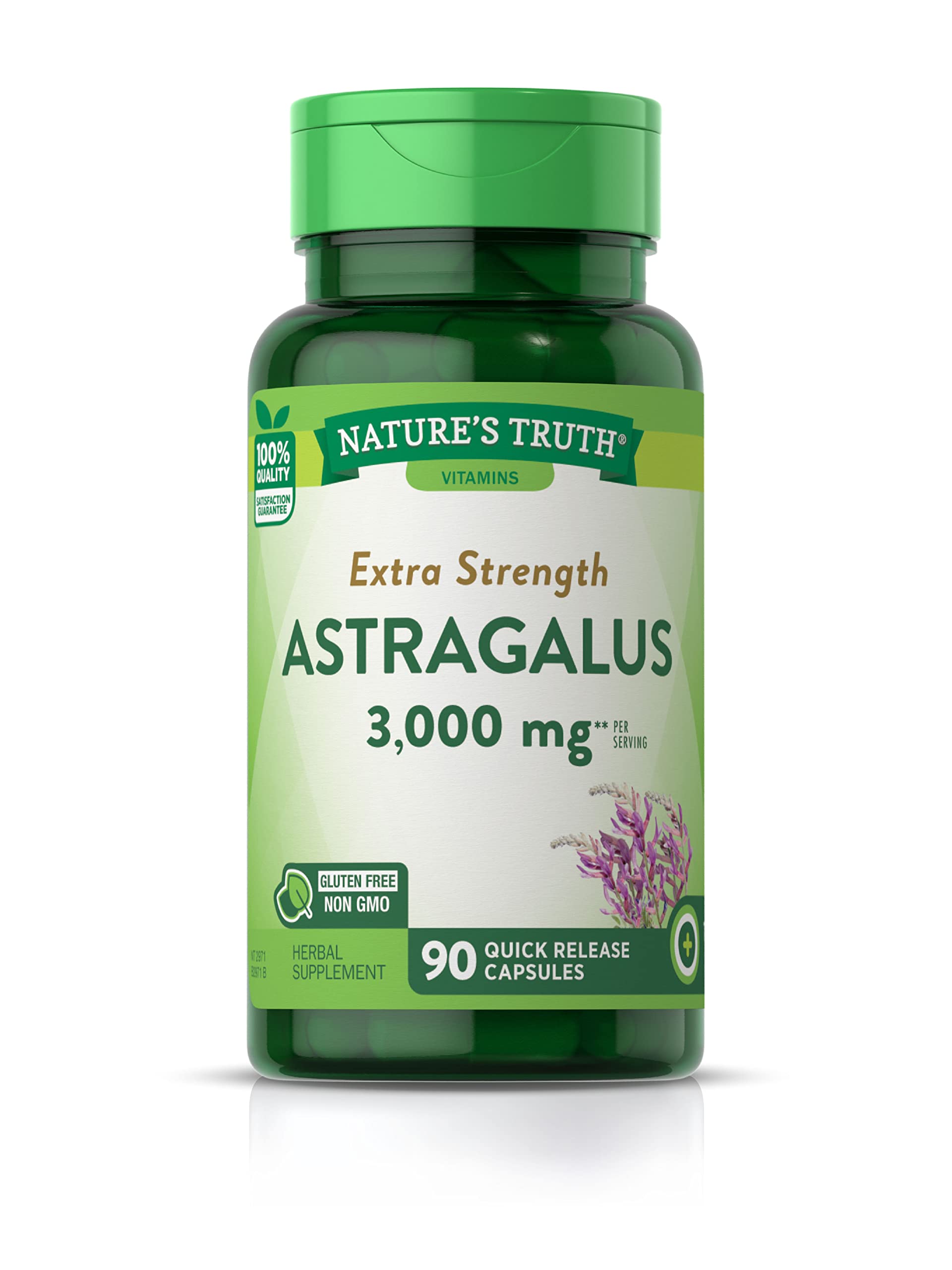Nature's Truth Astragalus Root Extract 3000mg | 90 Capsules | Extra Strength | Non- GMO, Gluten Free Supplement