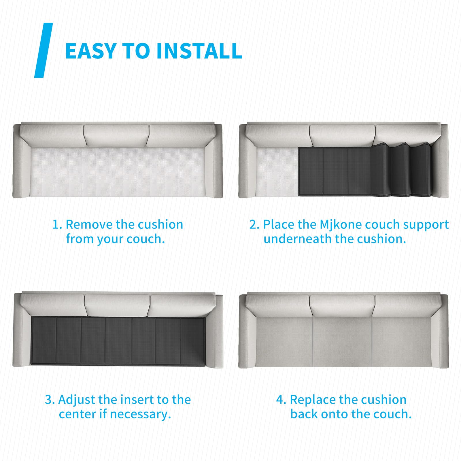 Mjkone Long Couch Cushion Support 19.2"x81", Sagging Sofa Cushion Support, Reclining Sofa Couch Support for Sagging Cushions, Insert Support to Fix Your Modern Couch, Thick 0.4"