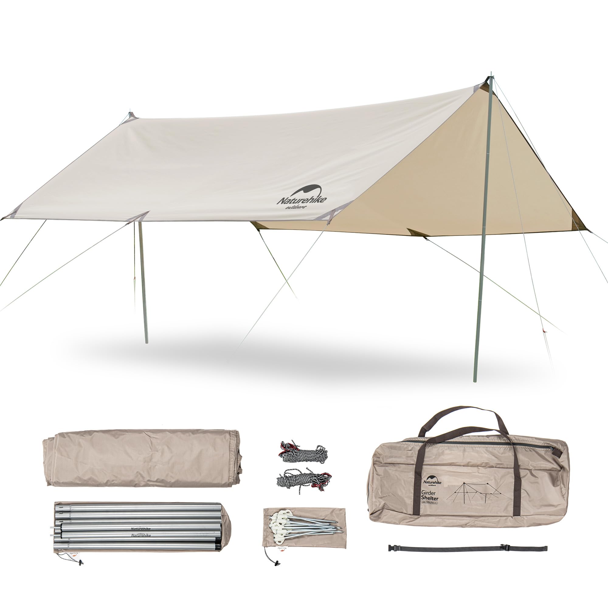 Naturehike 13ft X 9.6ft Large and Ultra-Light Canopy, Rainproof, Sunscreen, Windproof Outdoor Camping Picnic Tent Awning for 4-6P (400292cm)