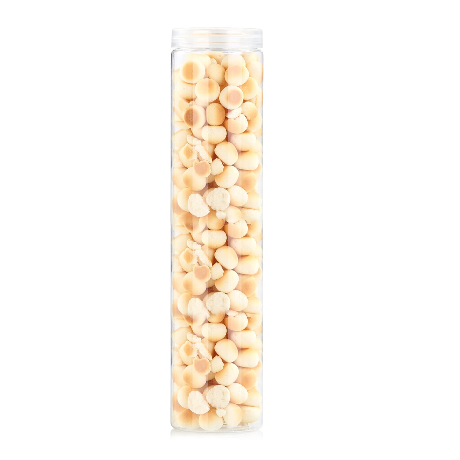 Set of 6Pcs Clear Plastic Food Storage Jar with Lid, Round Transparent Skinny Storage Container for Spaghetti, Pasta and Dry goods (Clear 6pcs)