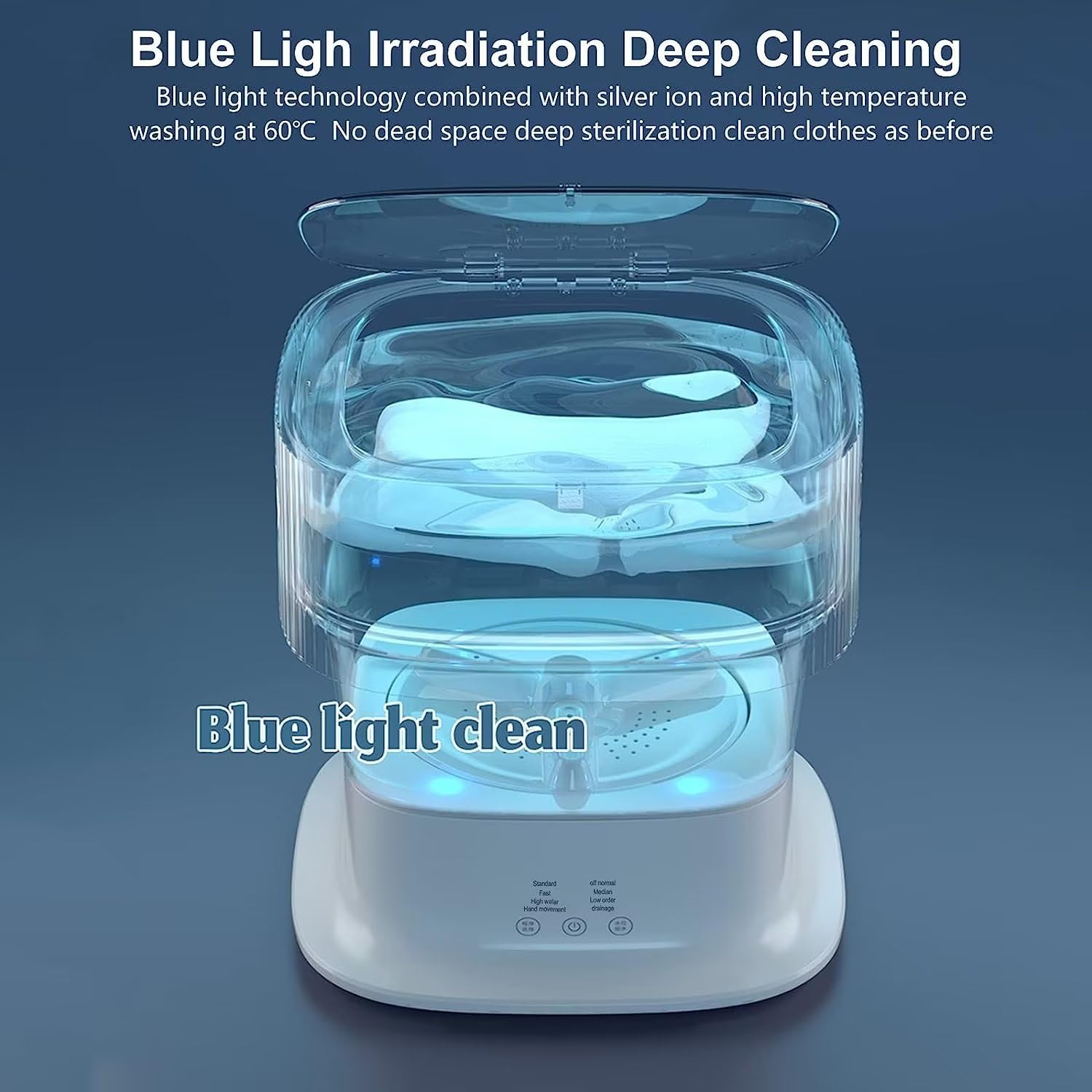 MKNDHRS Foldable Portable Washing Machine Small Mini Washer With Disinfection and Sterilization for Underwear,Socks,Baby Clothes,or Small Items,Suitable for Student,Camping,RV,Travel,White