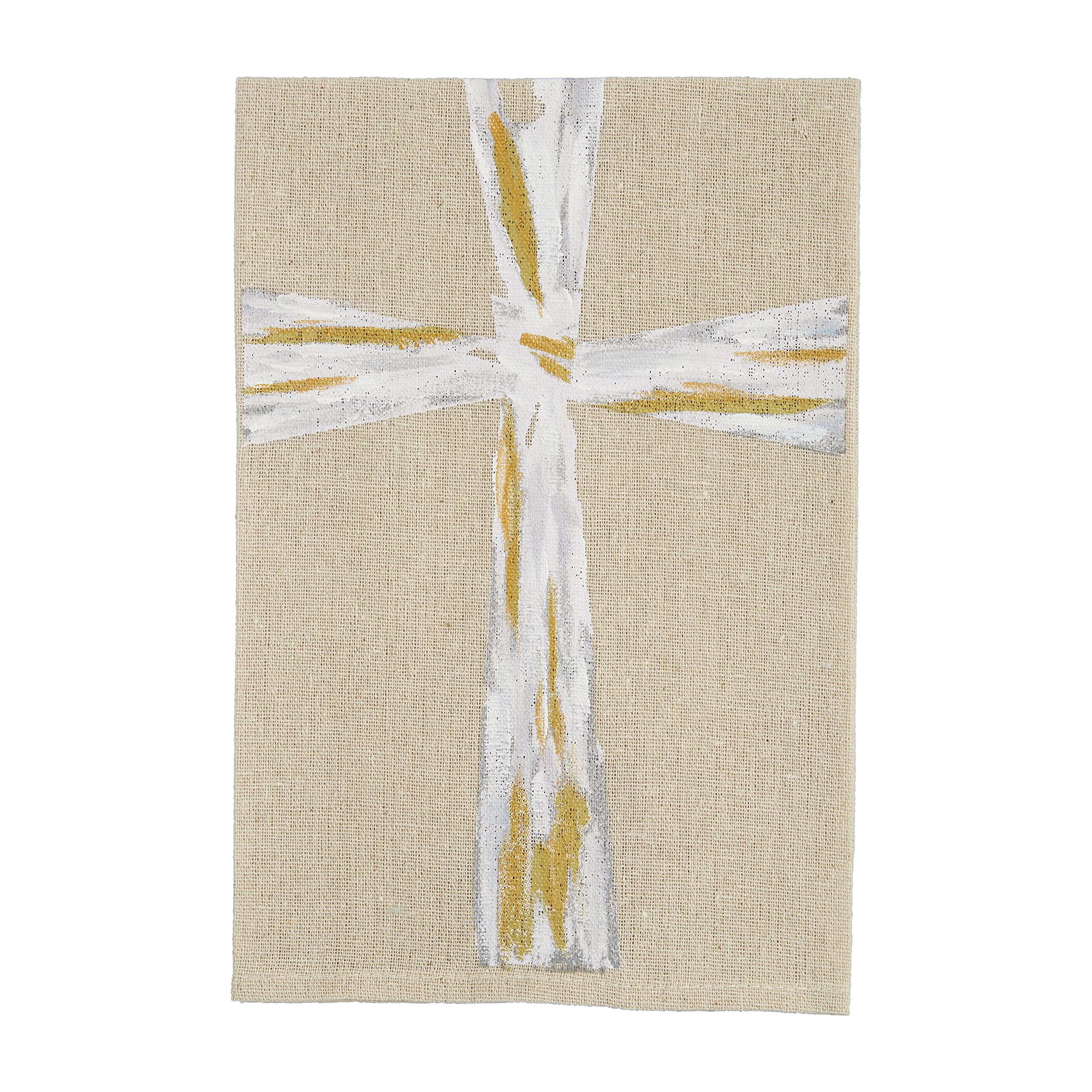 Mud Pie Faith Christmas Painted Towel, Cross, 21" x 14"