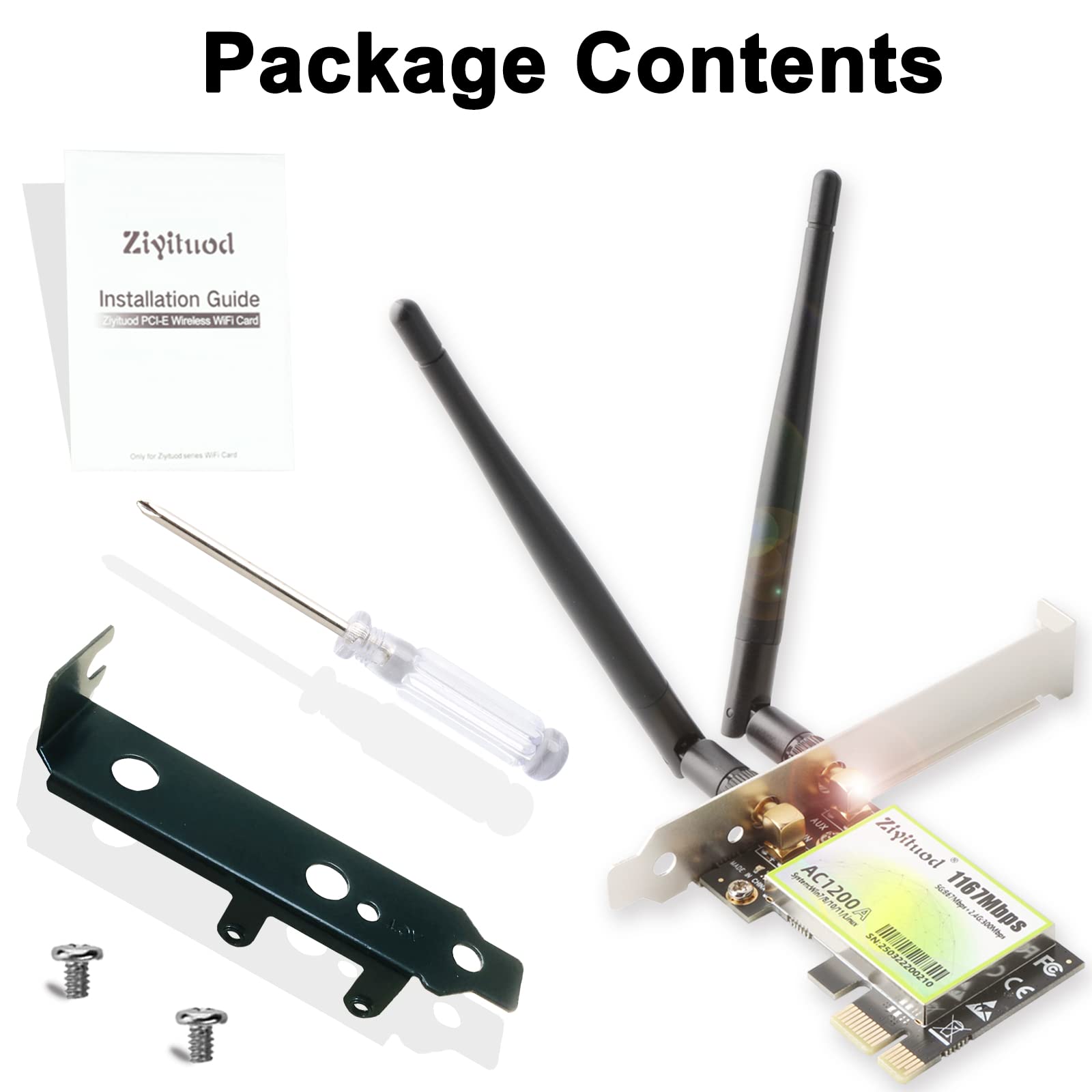 WiFi Card, Ziyituod AC1200A Dual Band Wireless Network Adapter (5G 867Mbps+2.4G 300Mbps), PCIe WiFi Card with MU-MIMO, OFDMA, Ultra-Low Latency, Heat Sink Technology, Supports Windows 11/10/8/7/Linux
