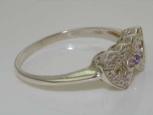 LetsBuyGold 925 Sterling Silver Natural Amethyst Womens Sweetheart Ring - Sizes 4 to 12 Available