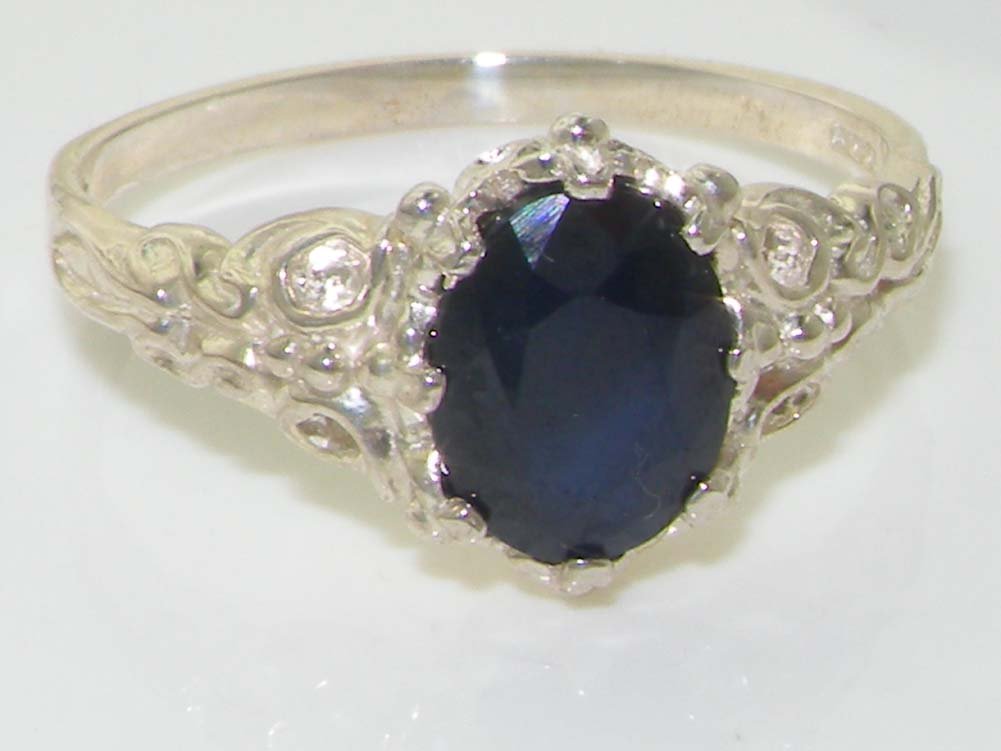 LetsBuyGold 925 Sterling Silver Real Genuine Sapphire Womens Solitaire Engagement Ring - Size 6