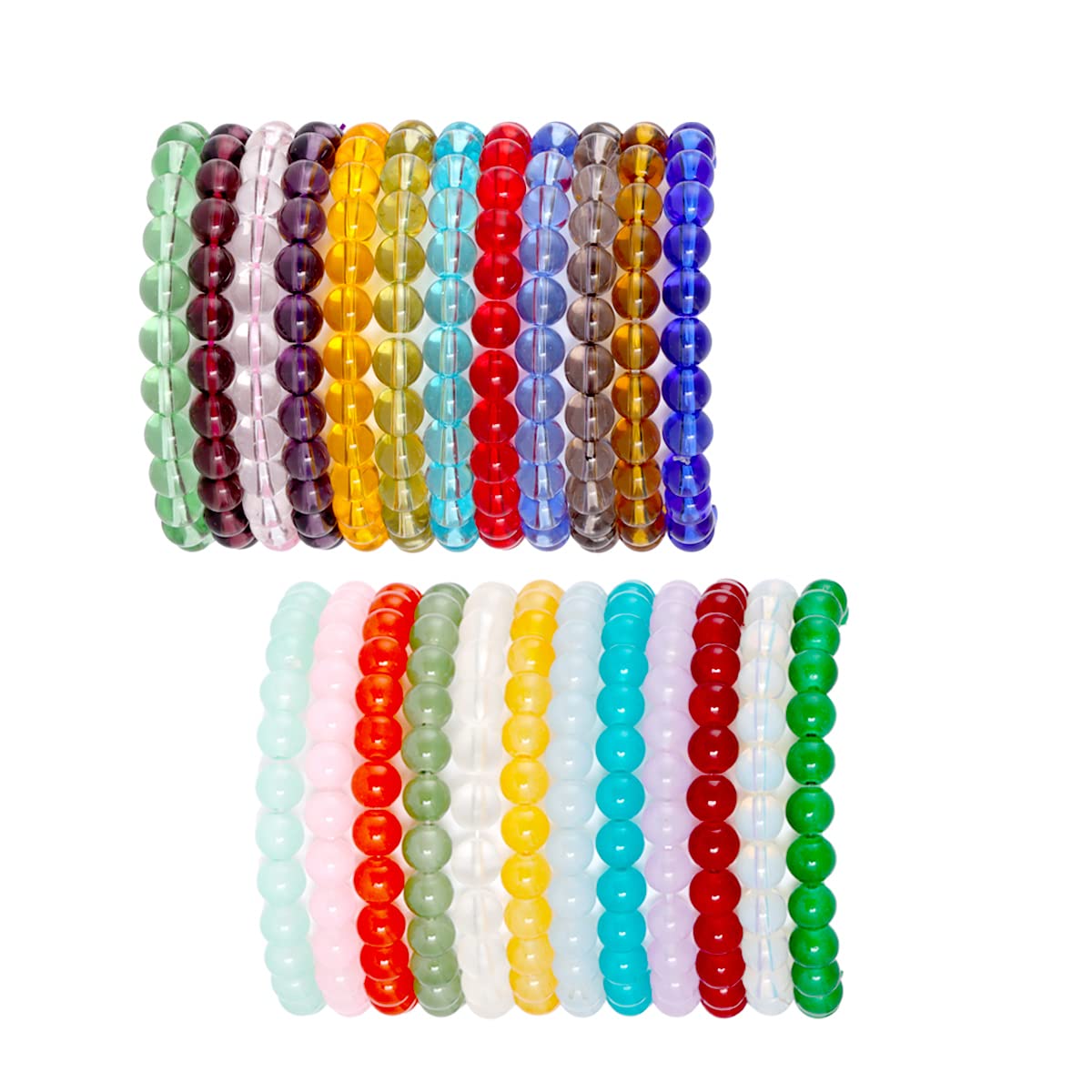 Svovin 24 Pcs 8mm Glass Crystal Beaded Bracelet Set for Women Men Elastic Stretch Round Bead Clear Crystal Handmade Bracelets