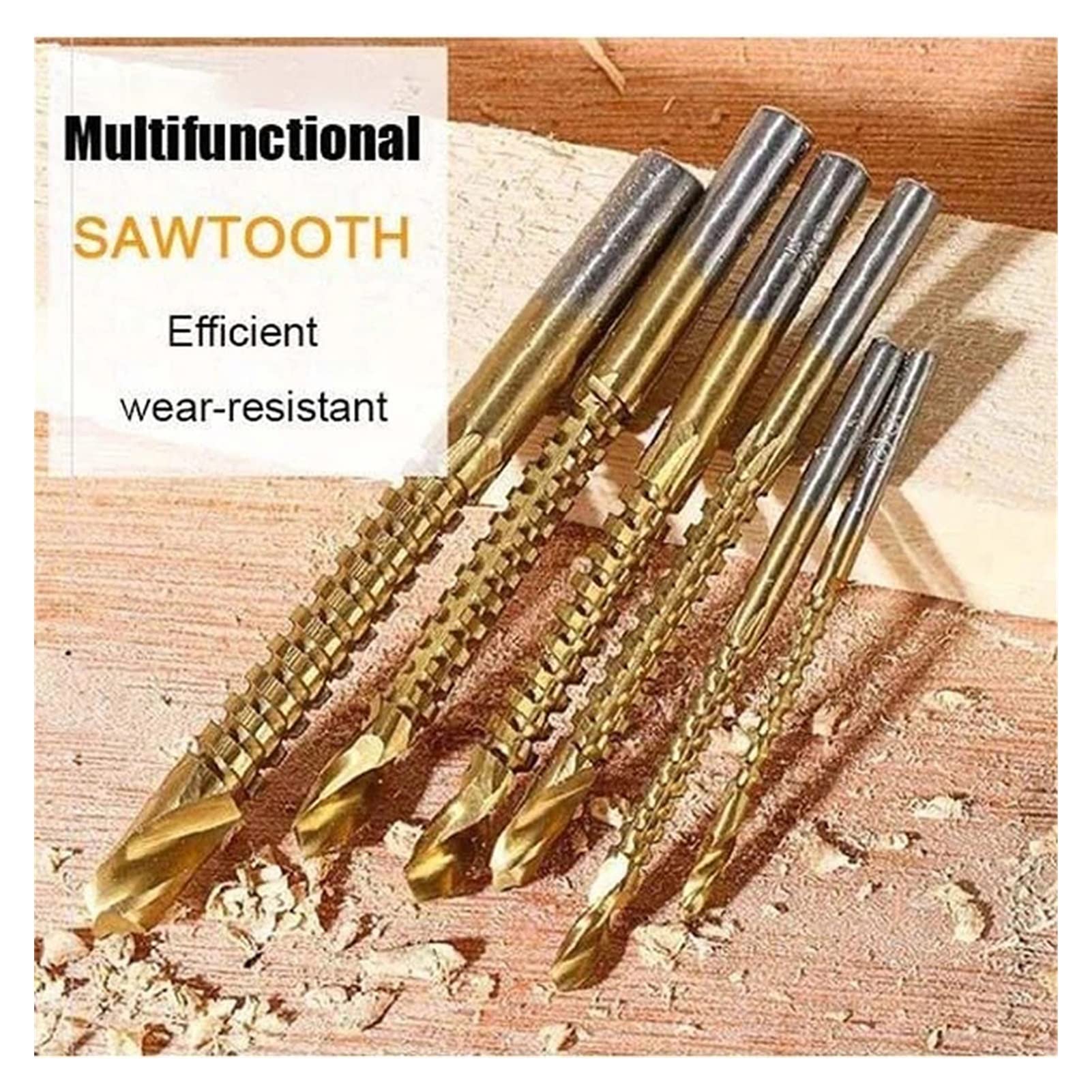Surface Milling Cutter 6pcs/set Serrated Drill Bit Twist Drill Household Metal Punching Woodworking Reaming Multifunctional Hand Drill 3mm-8mm