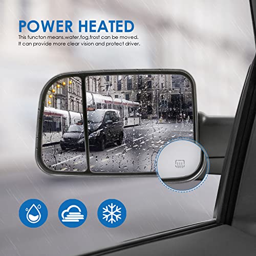 MOSTPLUS Power Heated Mirror Compatible for 2009-2018 Ram 1500 2500 3500/2019-2023 Ram 1500 Classic w/Turn Light, Arrow Light, Puddle Lights (Temp Sensor Included) (Black)