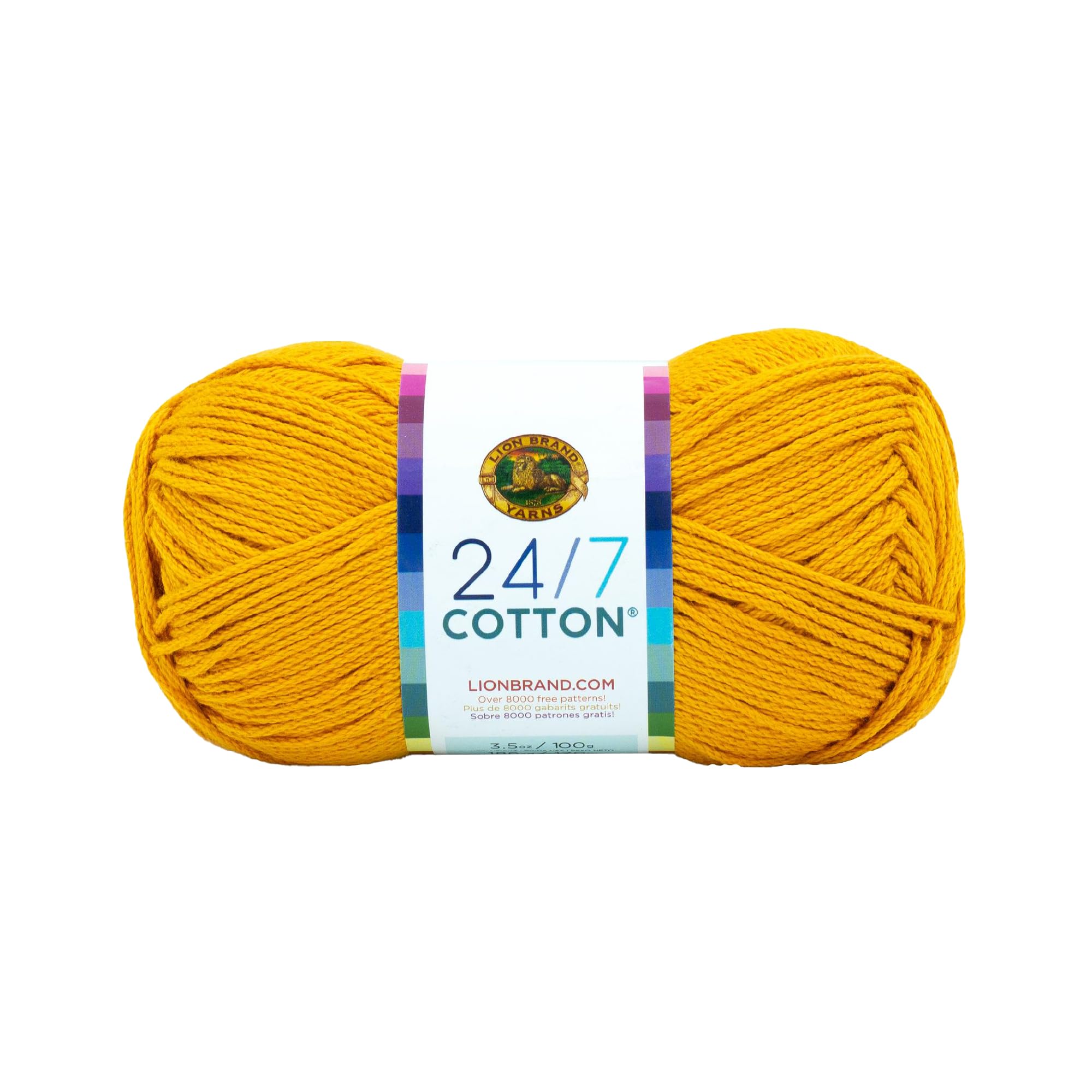 Lion Brand Yarn (1 Skein) 24/7 CottonĀ® Yarn, Goldenrod