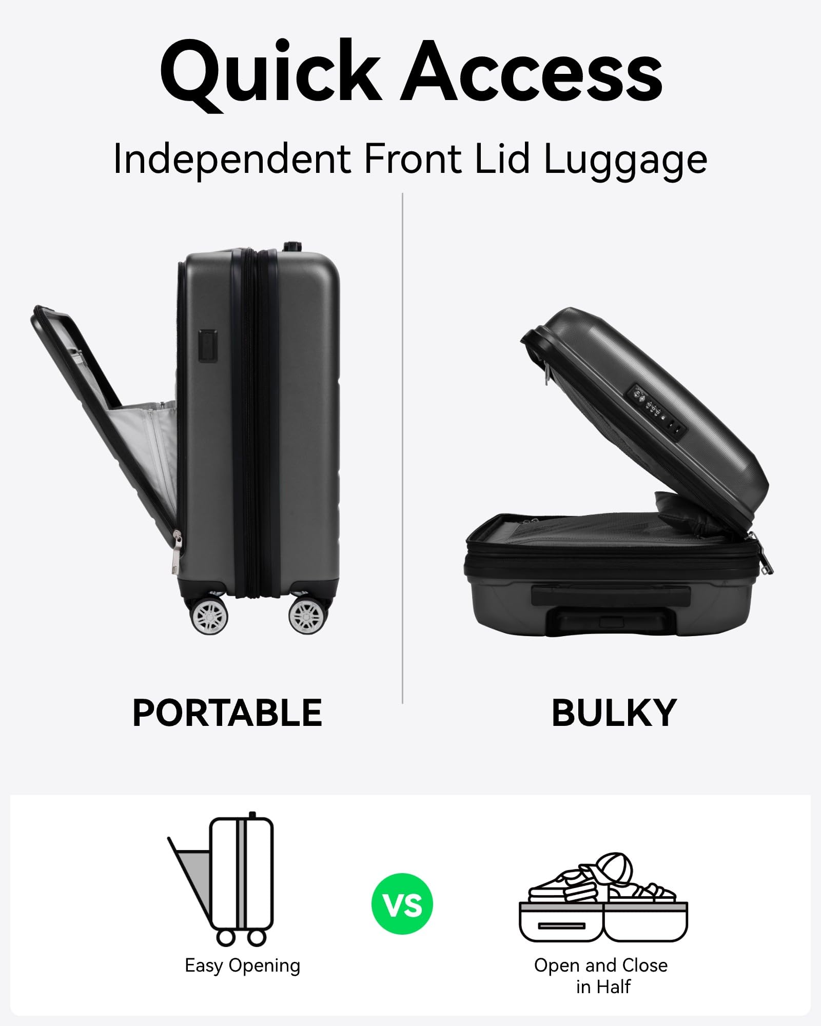 LUGGEX Carry On Luggage with Front Pocket, Expandable Polycarbonate Hard Shell Suitcase with USB Port (Orange, 20 Inch, 36.1L)