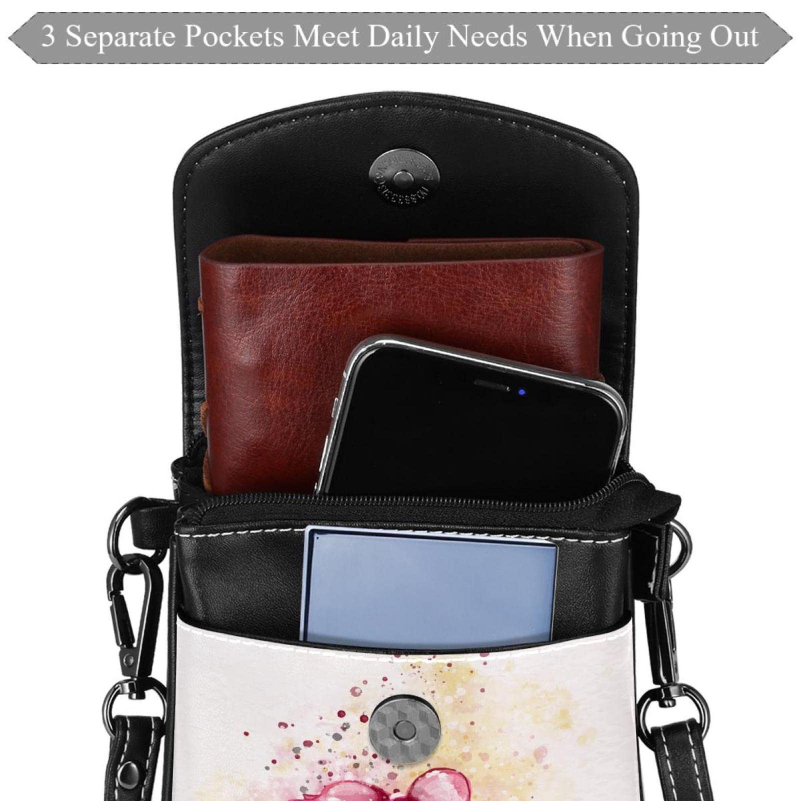 Small Crossbody Cell Phone Purse Wallet for Women Lovely Watercolor Guinea Pig-01