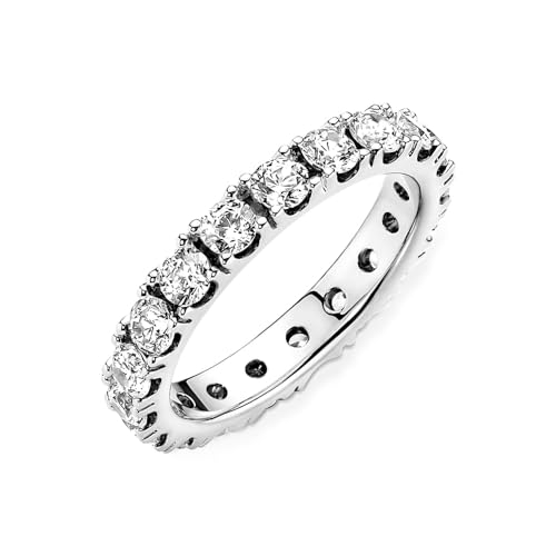 Pandora Sparkling Row Eternity Ring - Sterling Silver Ring for Women - Layering or Stackable Ring - Gift for Her - Sterling Silver with Clear Cubic Zirconia - Size 7