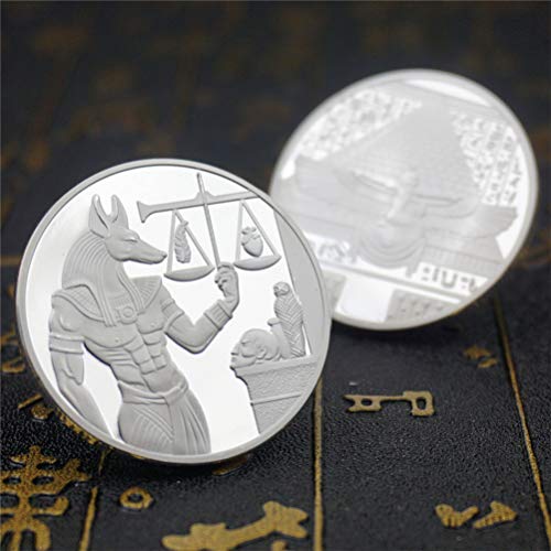 TENDYCOCO Anubis Coin Egyptian God Challenge Coin Commemorative Art Coin Collection Iron Souvenir Craft Gift Toy (Silver)