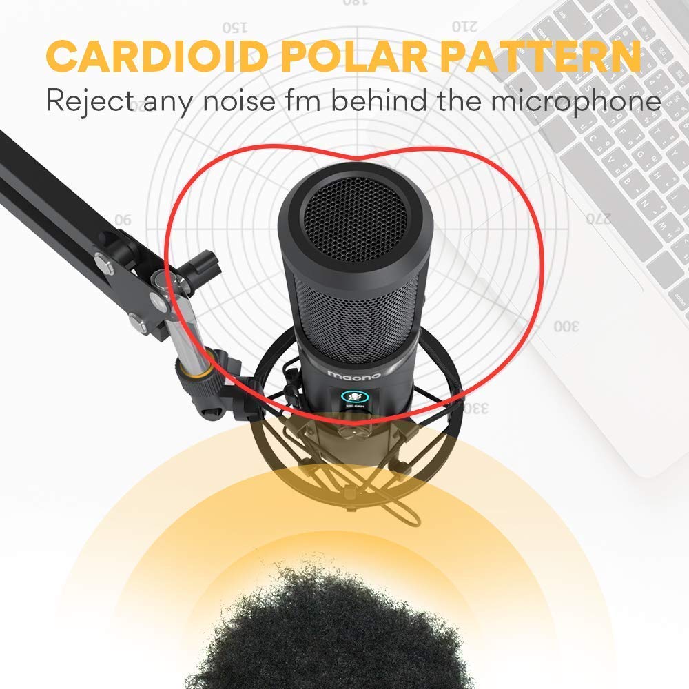 MAONO AU-PM421 USB Microphone with AU-MH601 Studio Monitor Headphones Bundle Plug and Play for Podcast, YouTube, Musicā¦