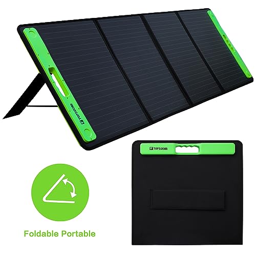 Topsolar 200W Foldable Portable Solar Panel Charger Kits for Portable Power Station Generator Cell Phones Camera Lamp 12V Car Boat RV Battery(Dual USB Ports & 19/14.4V DC Output)