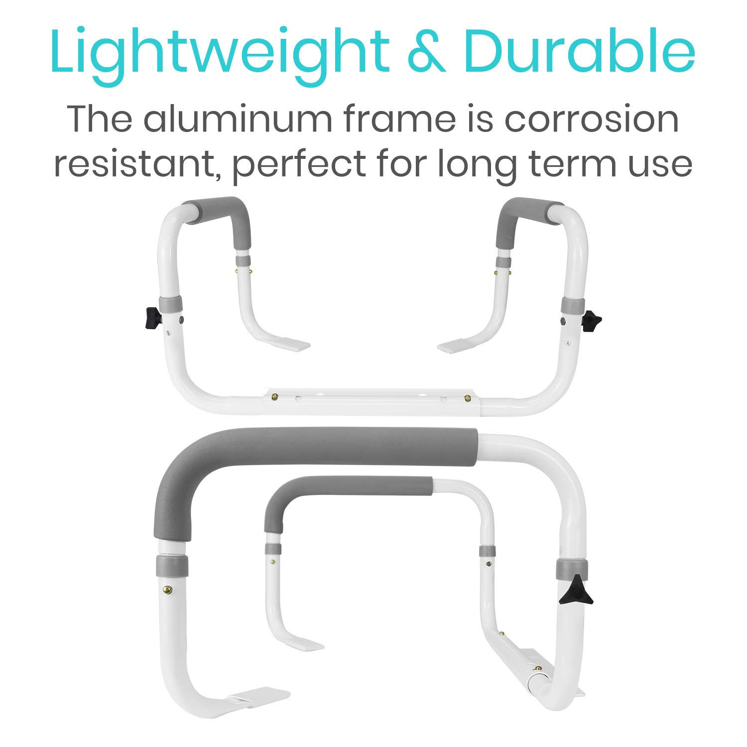 Vive Toilet Safety Rail - Adjustable Grab Bar - Compact Support Frame with Handrail for Bathroom Toilet Seat - Easy Installation for Handicap Senior Bariatrics, Elderly Balance - Padded Hand Armrest