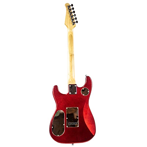 Sawtooth 6 String ES Hybrid Electric Guitar with Wilkinson Tremolo, Blood Red Sparkle w Pro Series Gig Bag, Right (ST BRS)