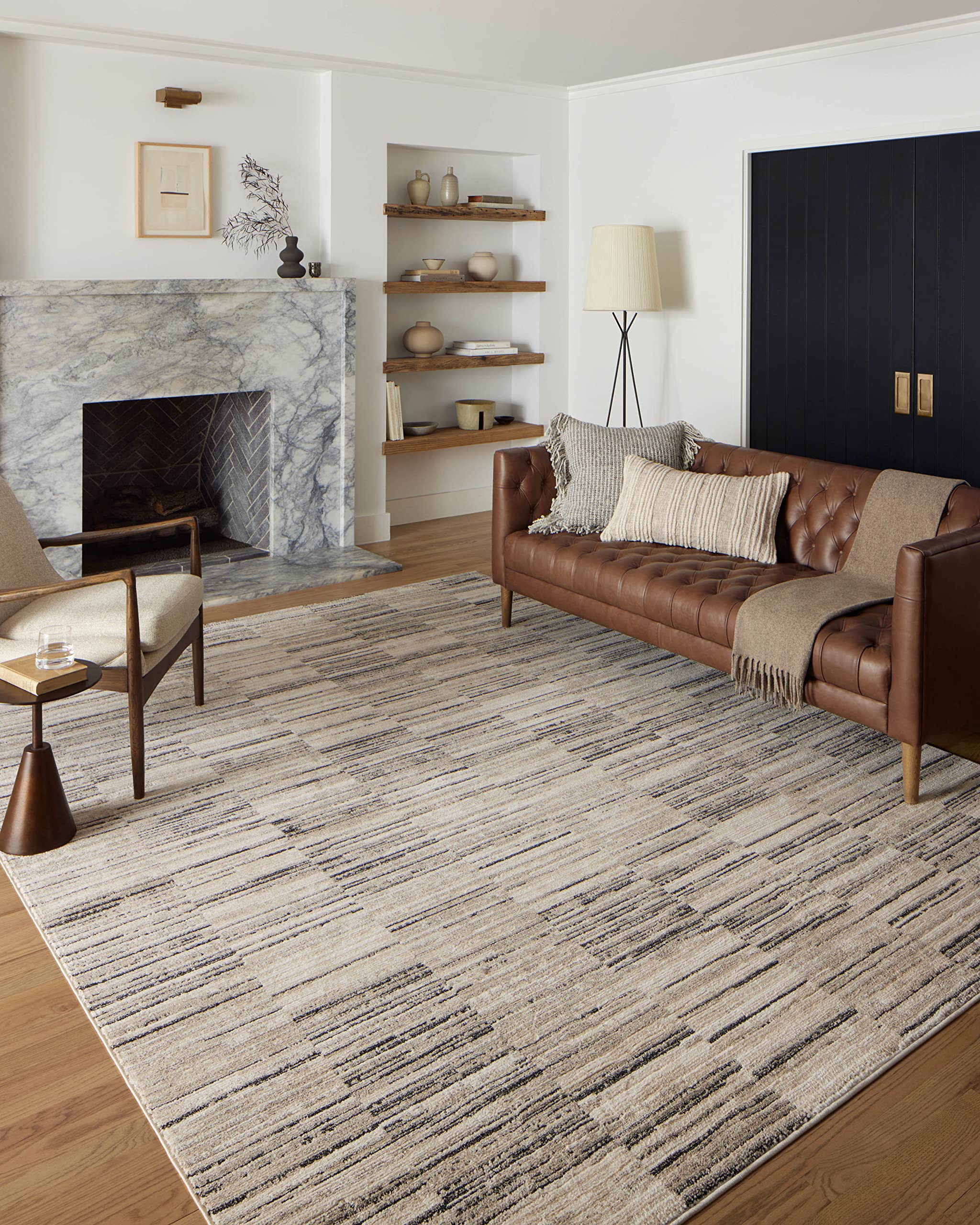 Loloi II Darby Collection DAR-01 Charcoal/Sand 6'-7" x 9'-3" Area Rug