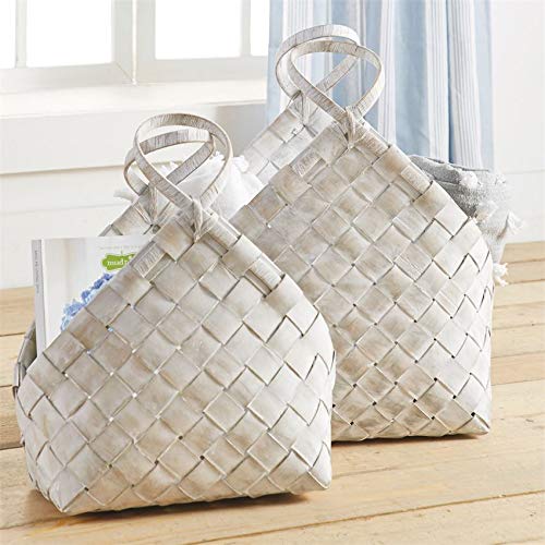 Mud Pie Woven Wood Weave Baskets, 2 Piece Set