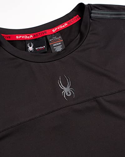 Spyder Men's Athletic T-Shirt - 2 Pack Dry Fit Short Sleeve Performance Sports Tee (S-XL), Size M, Black/Burnt Charcoal