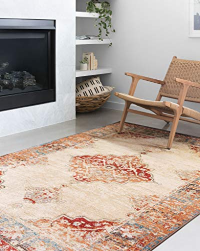 Loloi II Isadora Collection ISA-04 ANT. Ivory/Sunset, Transitional 8'-0" x 10'-0" Area Rug