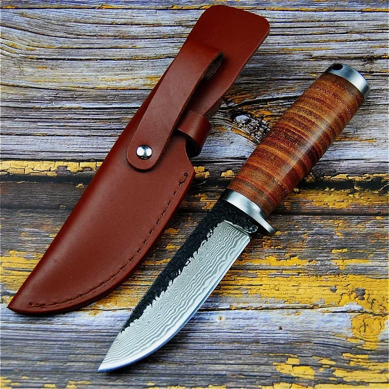 PSK200 - Custom Handmade Camping Knife With Leather Handle & Sheath | Survival Knife