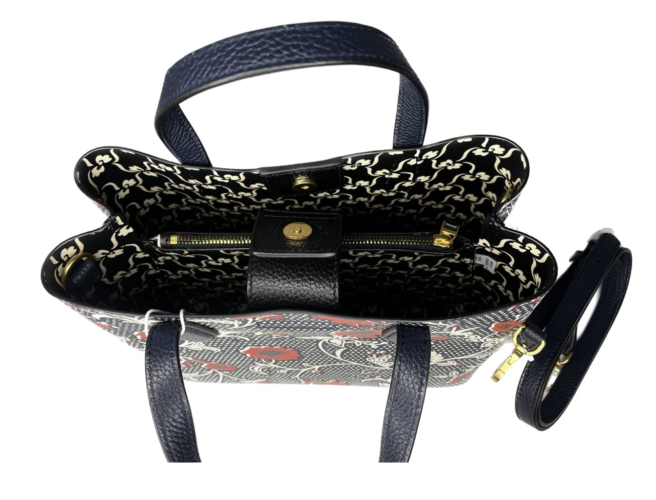 Tory Burch Blake Printed Small Tote 139347 Retro Batik HBGS - Combo A (Navy - Red) 417 One Size