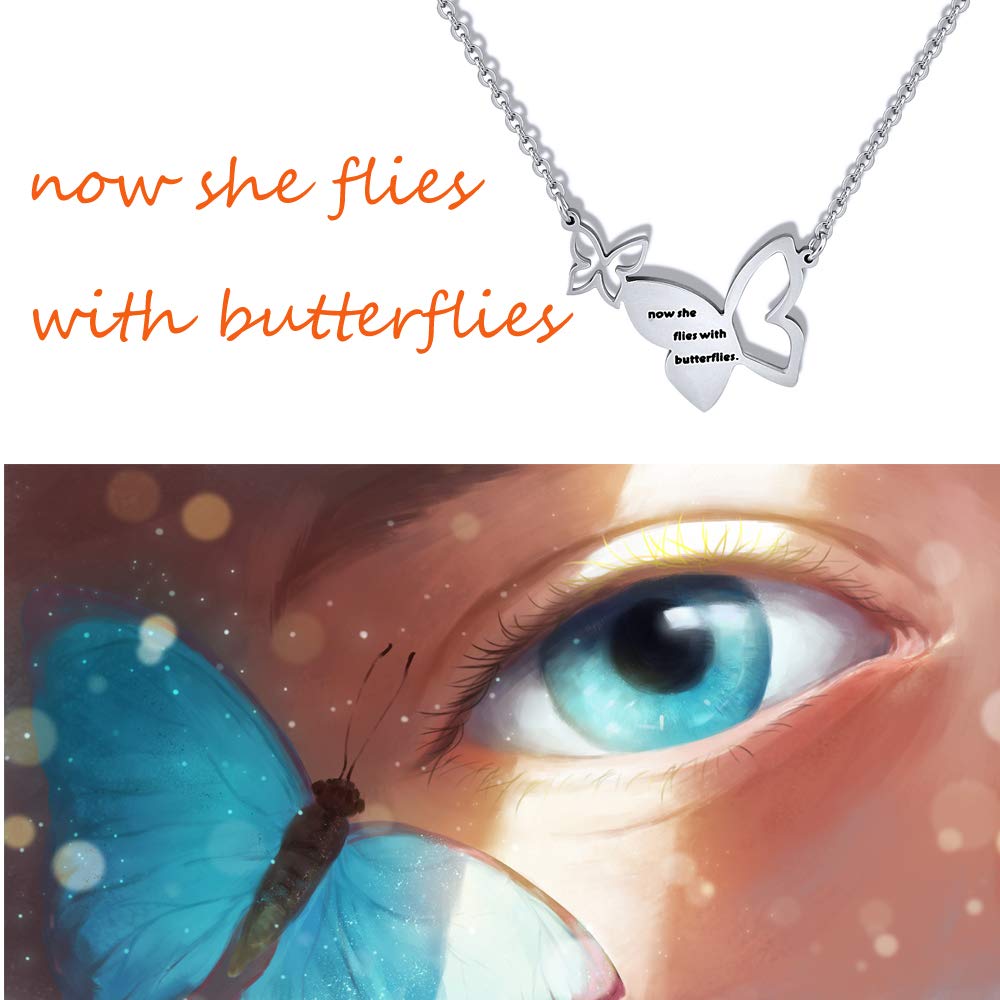 KUIYAI Now She Flies with Butterflies Necklace Rememberance Necklace (butterflies necklace)