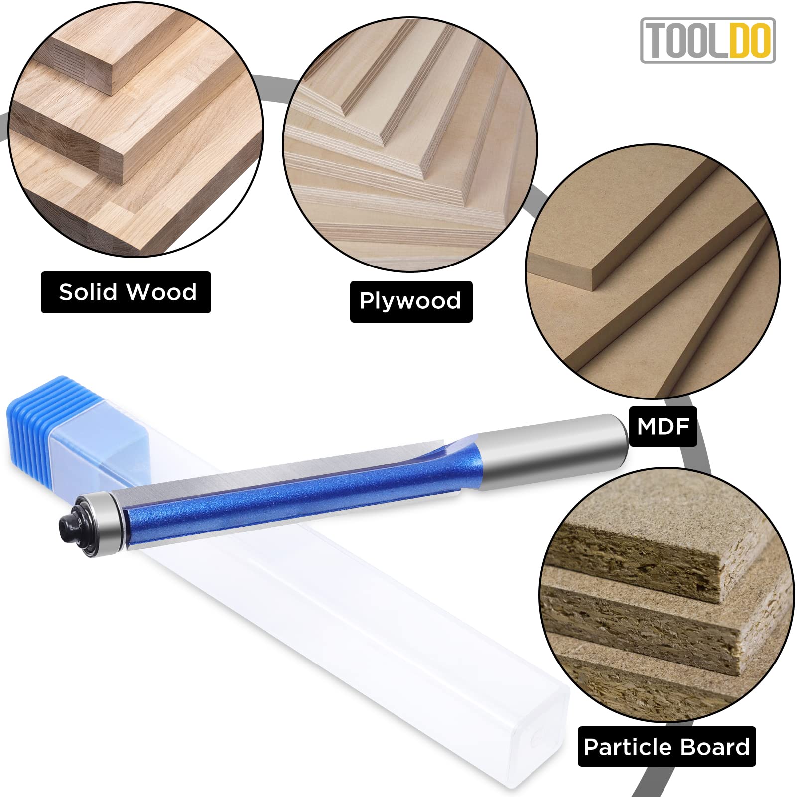 TOOLDO 3" inch Bearing Flush Trim Bit,C3 Carbide Flush Trim Router Bit, 1/2 inch Shank for Wood Router, for DIY, Woodworking Project, High Grade