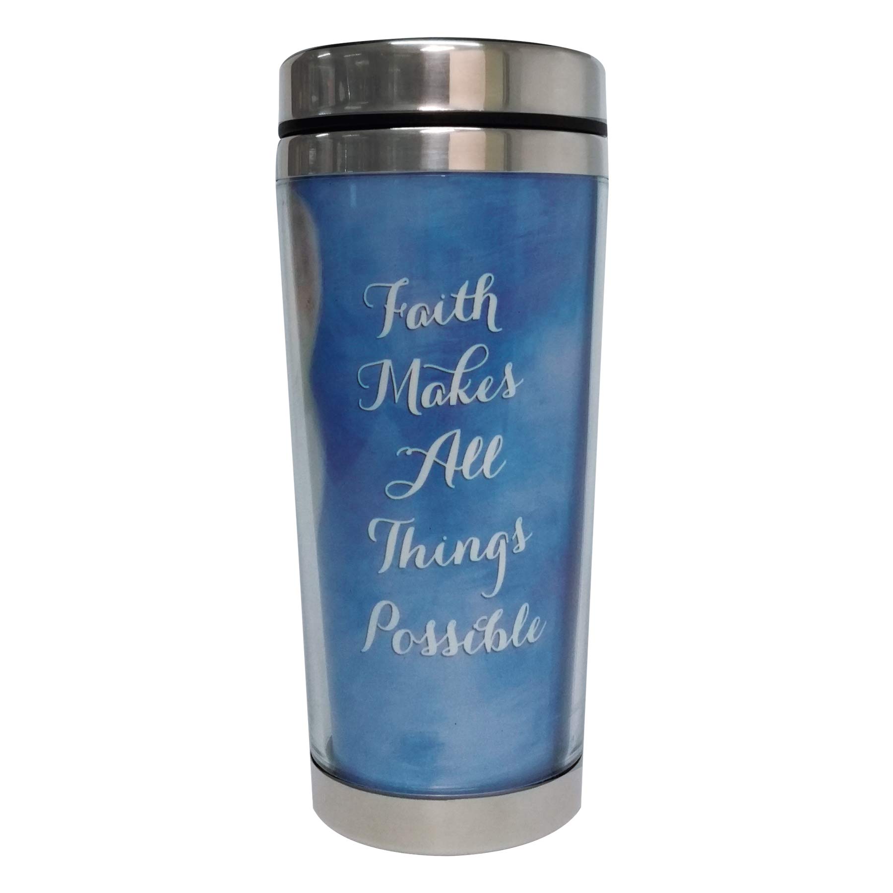 Shades of Color Travel Mug, Faith Makes All Things Possible, 7 x 7 inches (TM133)