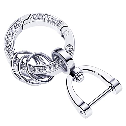 Savzokiw Crystal Car Key Chain For Ladies Women Key Fob, Key Chain Ring Strap (Silver)