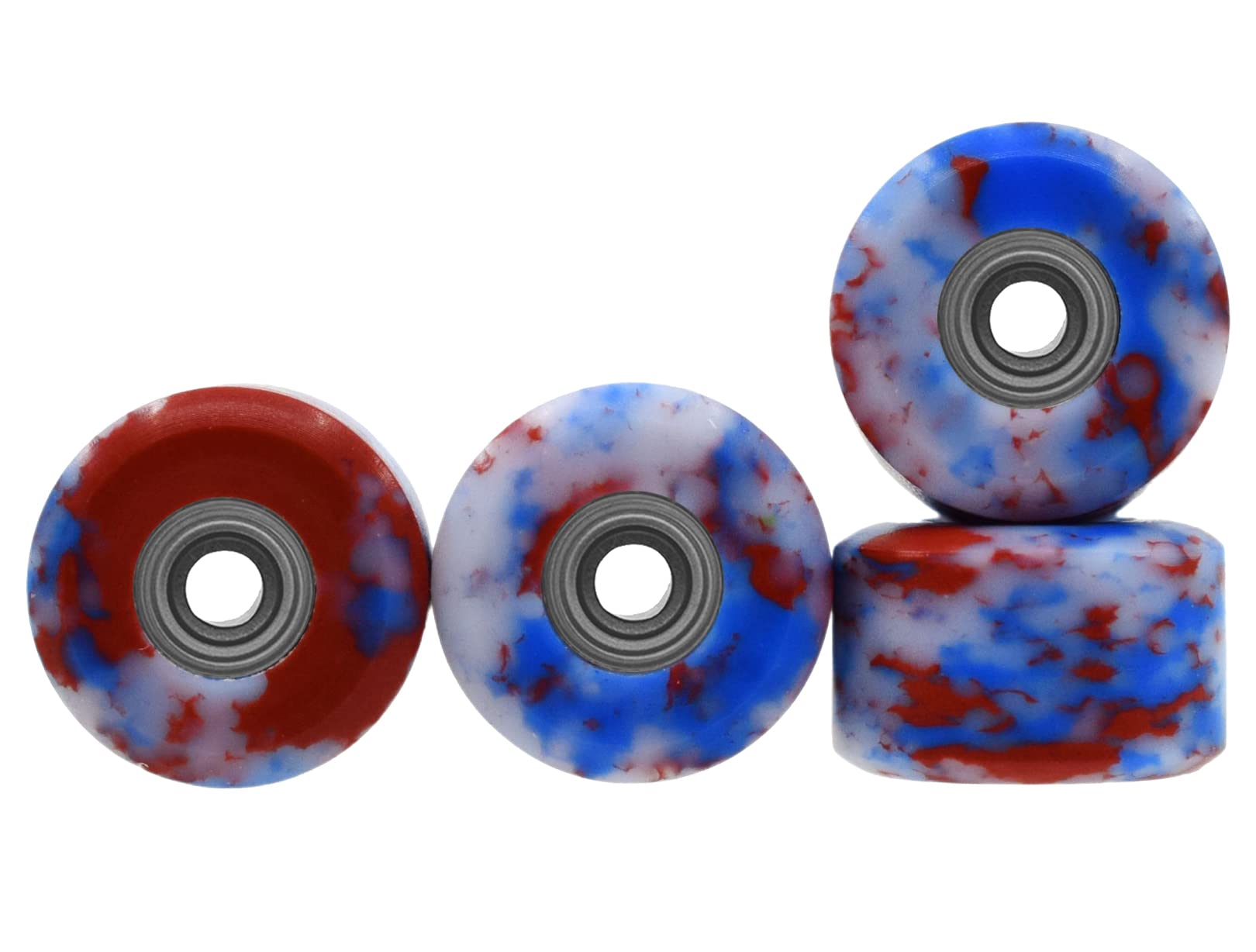Teak Tuning Apex All Terrain Polymer (ATP) Digital Swirls Fingerboard Wheels - New Street Shape, 65D - 7.7mm Diameter - ABEC-9 Stealth Bearings - Firecracker Swirl Colorway