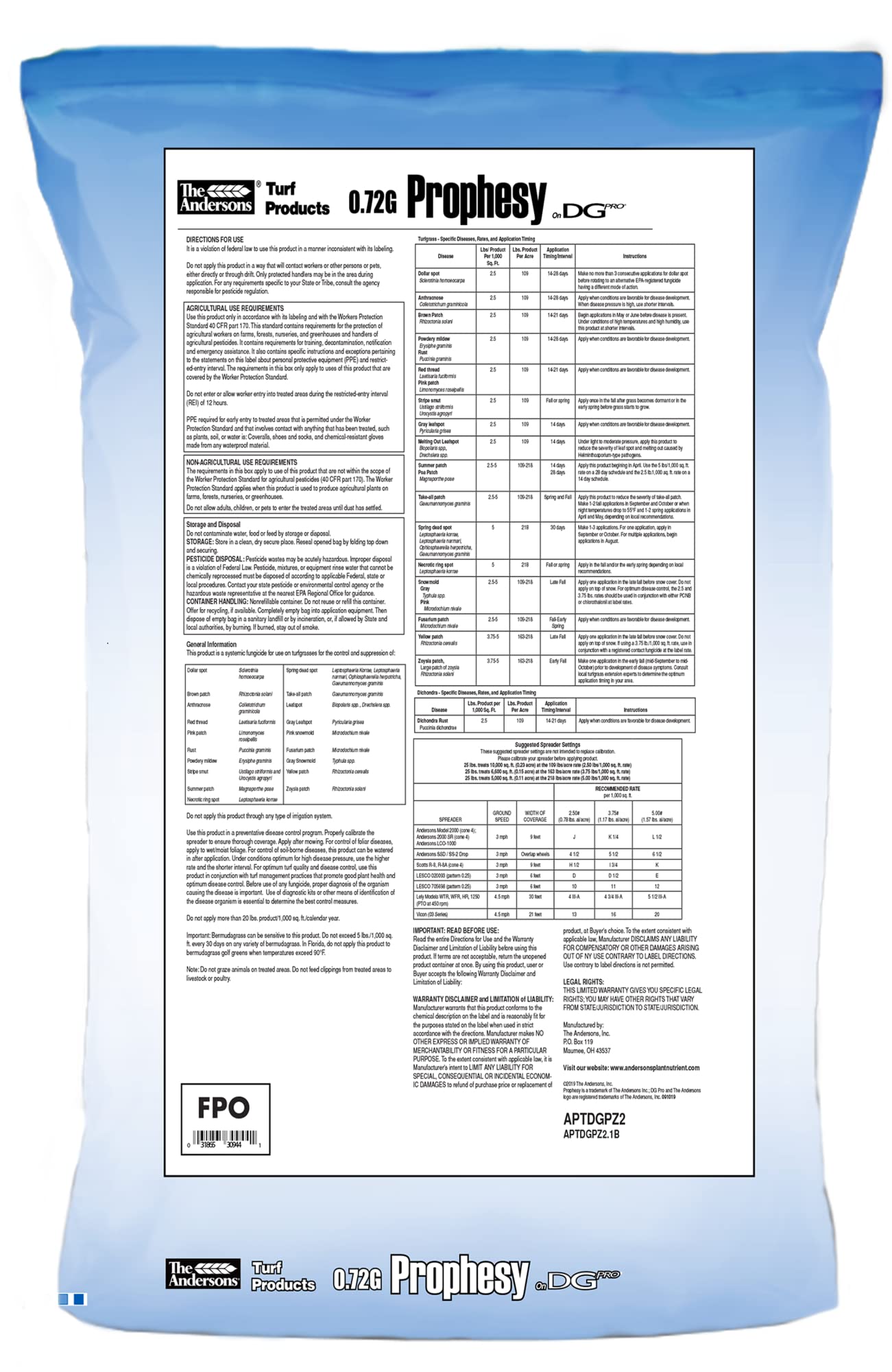 The Andersons Prophesy Propiconazole Broad Spectrum Fungicide on DG Pro, 25lbs (up to 10,000 sq ft.)