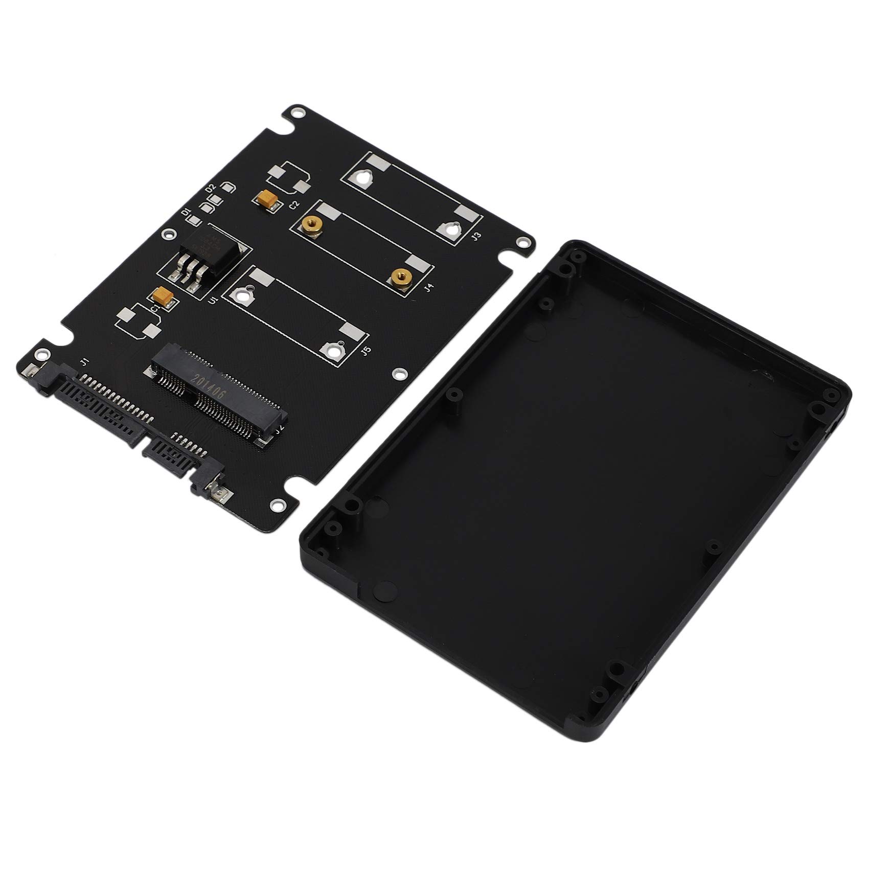 ZHONGHE Mini Pcie mSATA SSD to 2.5 inch SATA3 Adapter Card with Case 7 mm Thickness Black