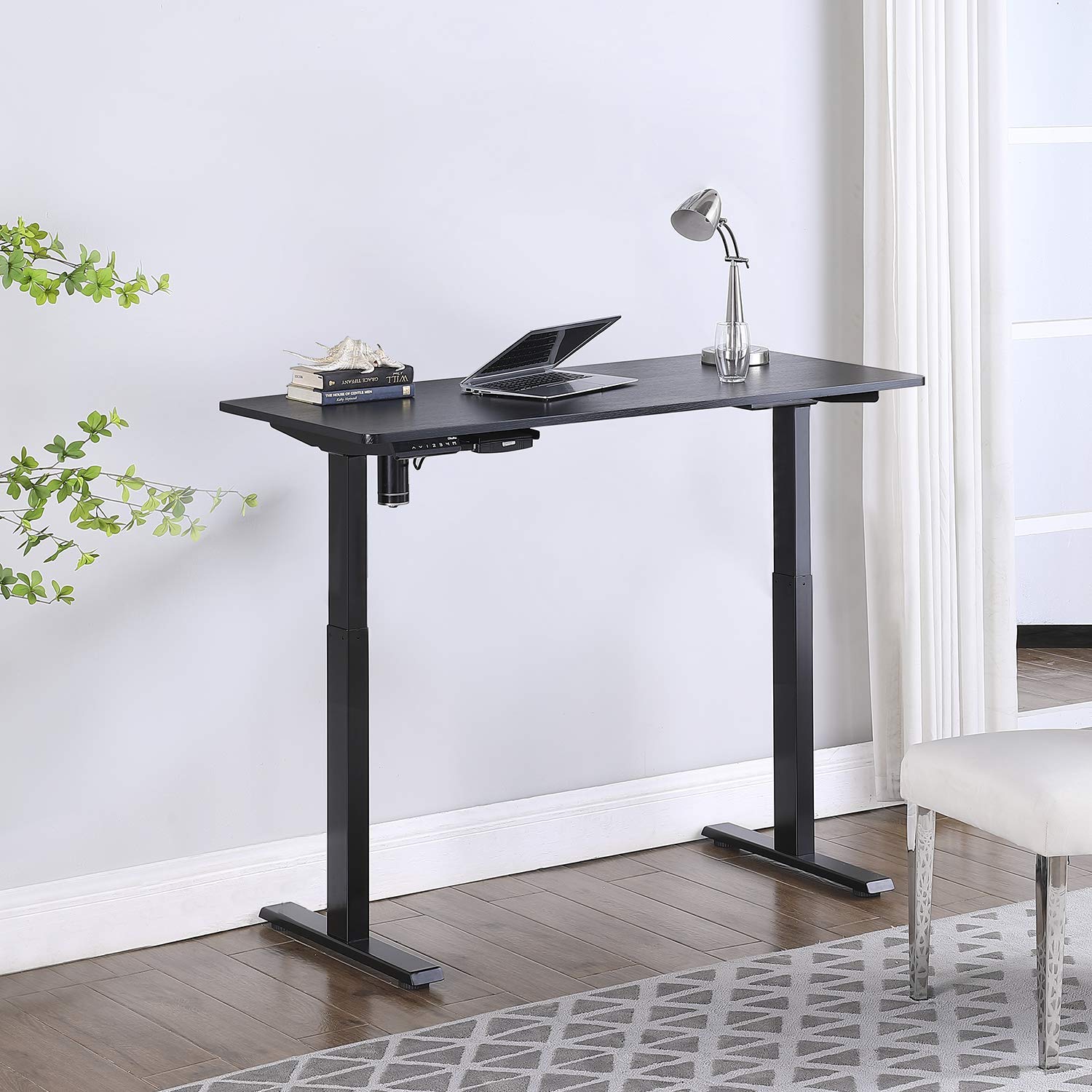 Ohuhu Adjustable Height Electric Standing Desk, 55x24 Inch Extra Large Stand Up Desk with 4 Settable Memory Heights Modern Ergonomic Home Office Desks Computer Table for Work Study