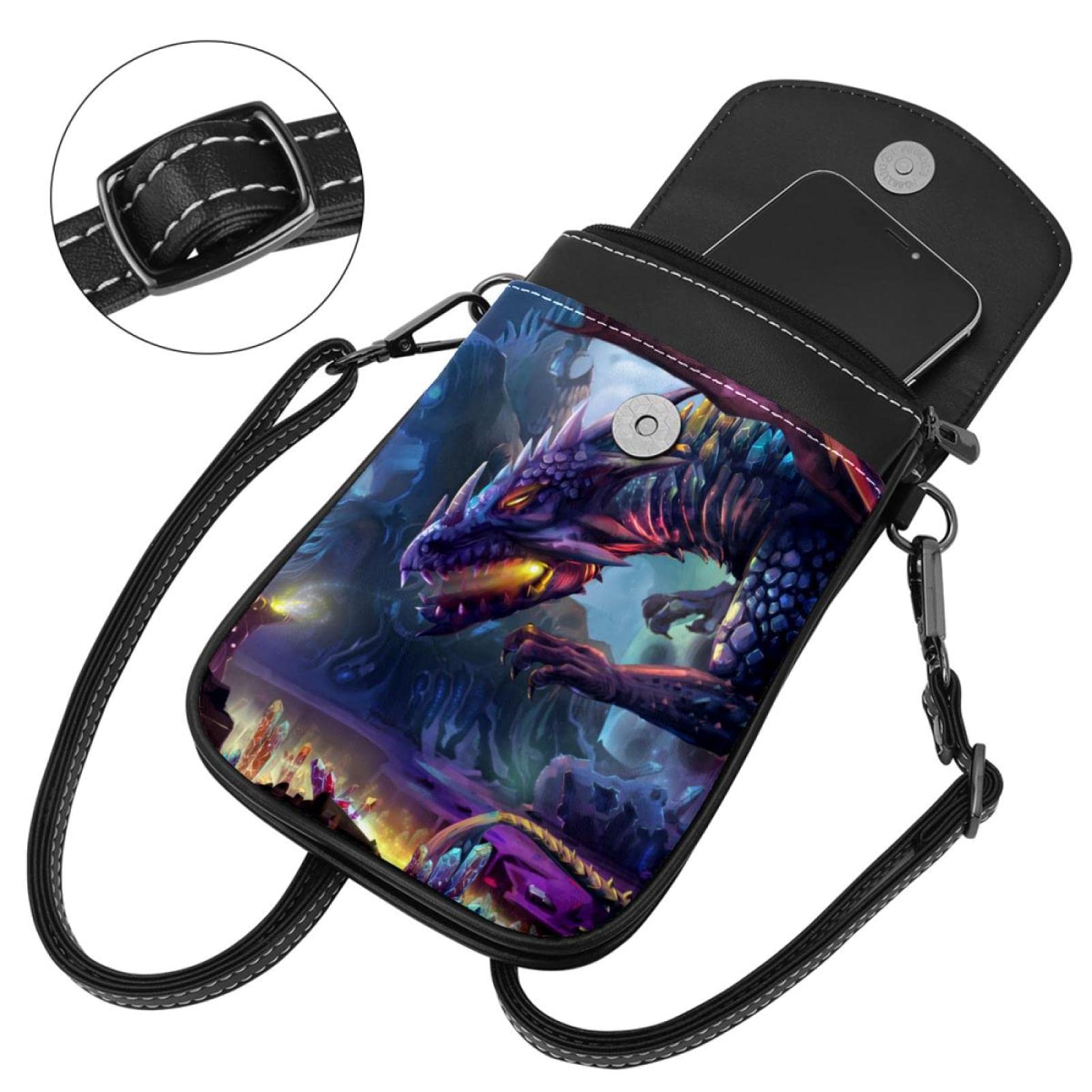 Small Crossbody Bag Purple Dragon Cell Phone Purse Wallet