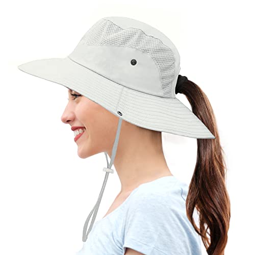 Sun Hats for Women Beach Hat Ponytail Hat Womens Sun Hat with UV Protection Wide Brim