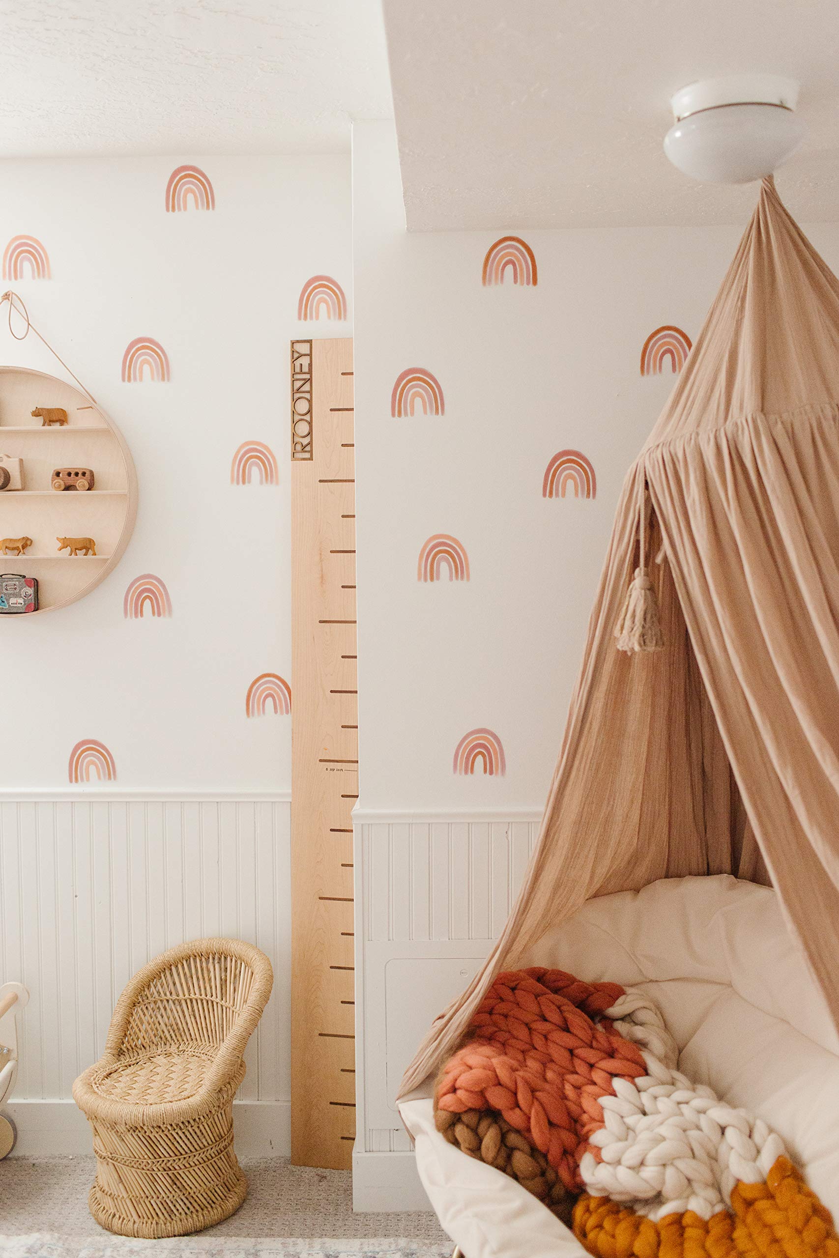 Modern Maxwell Wall Art Decals for Girls Nursery, Bedroom, Living Room “Rainbow Boho” Dot Room Sticker 32 Pieces