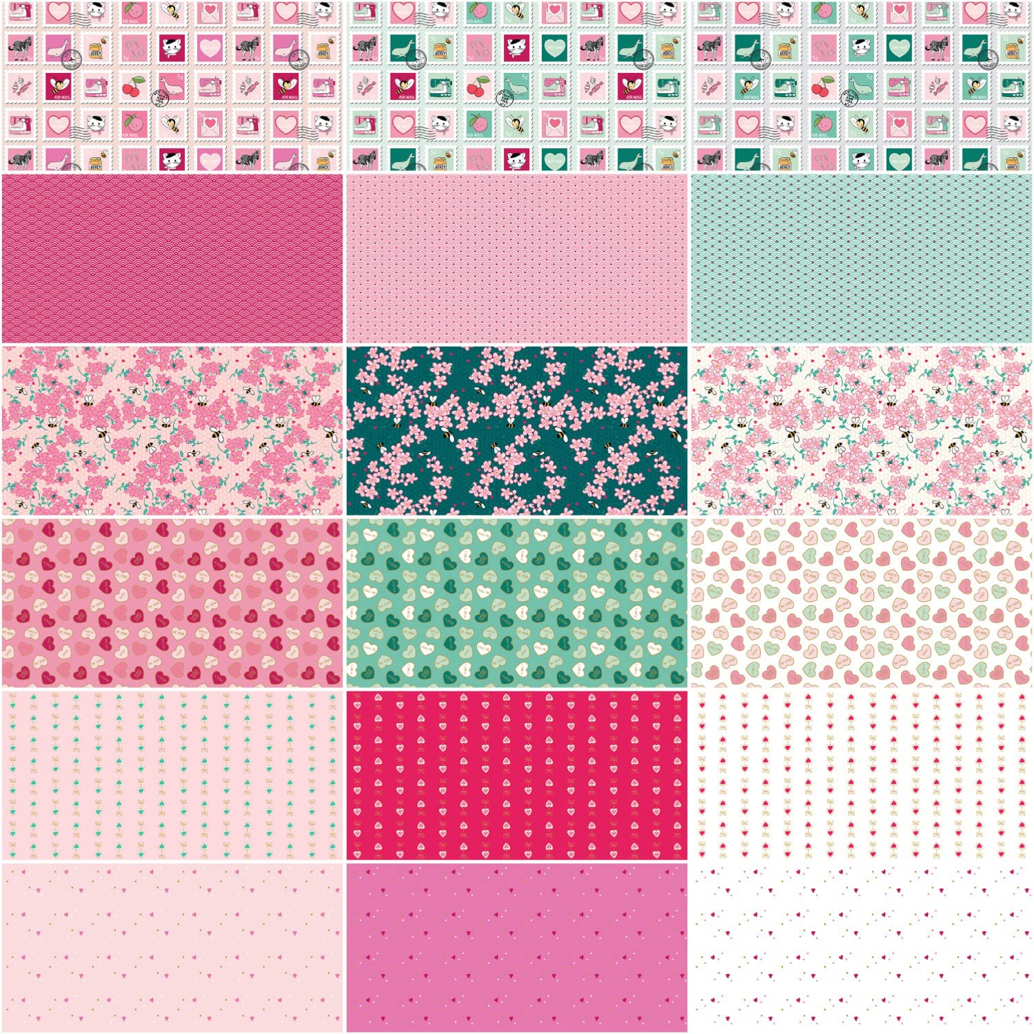 Melissa Mortenson Mint for You Rolie Polie 40 2.5-inch Strips Jelly Roll Riley Blake RP-12760-40