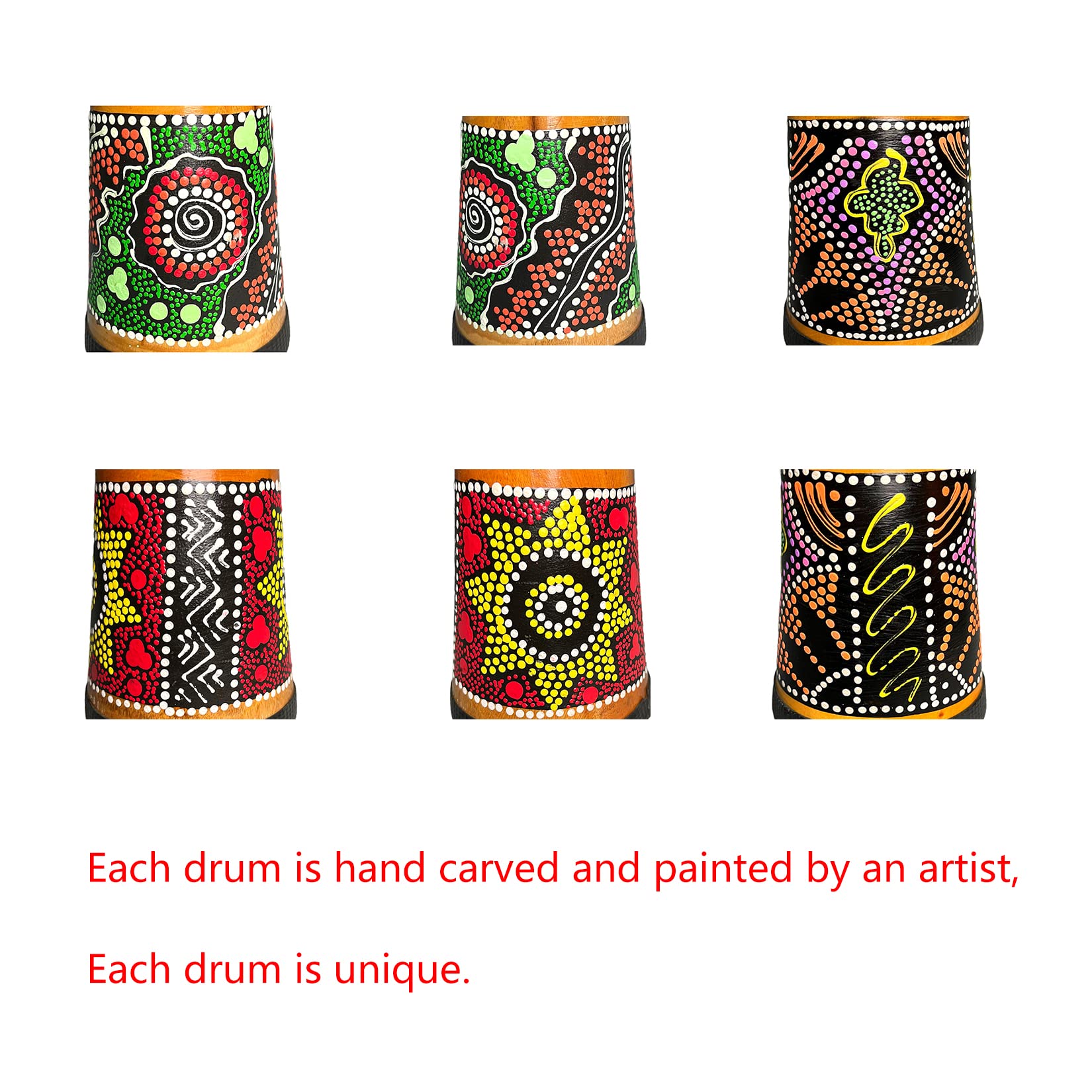 RUOSWTE 8-inch Djembe Drum,Djembe,Percussion Music Bongo, West African Style( Log painting)