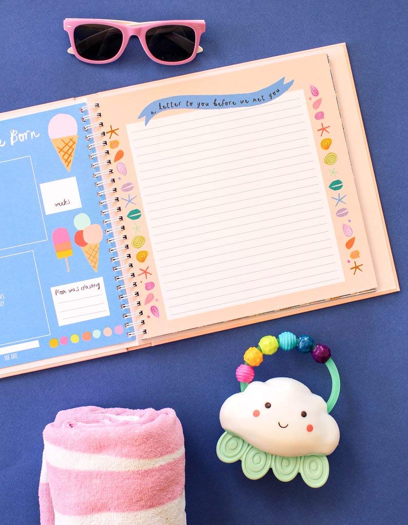 Lucy Darling Little Beach Babe Memory Book - First Year Journal Album to Capture Precious Moments - Milestone Keepsake for Boy Or Girl - Made in USA