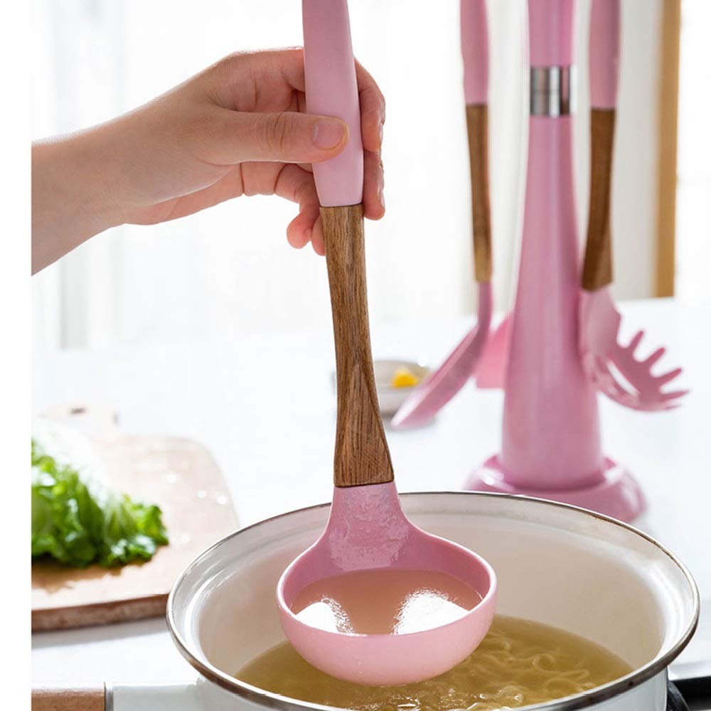 LMMDP 1/6 PCS Cooking Tools Set Premium Silicone Kitchen Cooking Utensils Set with Storage Box Tongs Spatula Soup Spoon