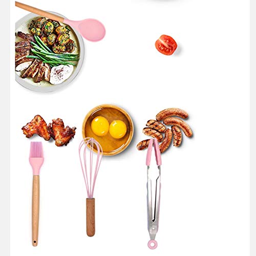 LMMDP 12 PCS Silicone Kitchenware Non-stick Cookware Cooking Tool Spatula Ladle Egg Beaters Shovel Spoon Soup Kitchen Utensils Set (Color : E)