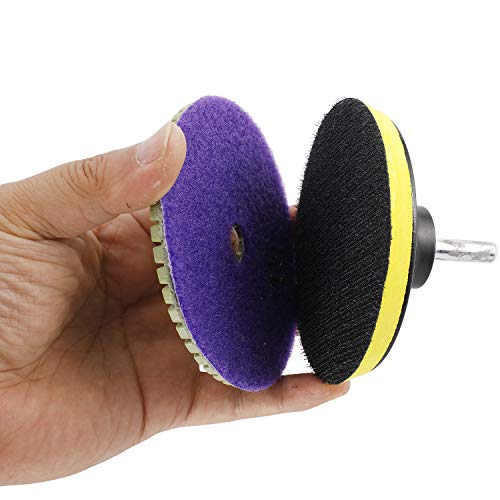Toolly 12 Pack 4 inch Diamond Polishing Pads Set Wet/Dry Polishing Kit 10pcs 50#-3000# Grit Pads with 2pcs Hook and Loop Backer Pads for Granite Stone Concrete Marble Floor Grinder or Polisher