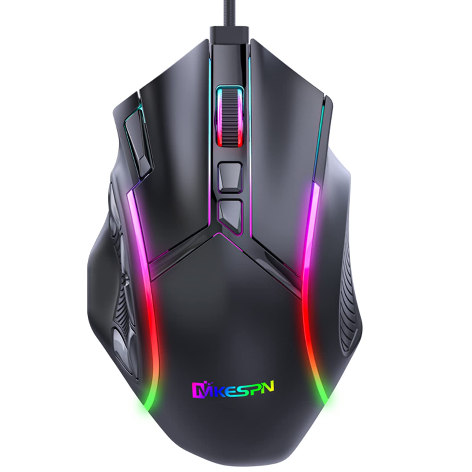 Scettar C44 programmable Wired Gaming Mouse with Side Buttons，6 DPI Level Adjustable、13kind of RGB Mouse ，12 Programmable Mouse Buttons，1000HZ Response Rate, Compatible with PC/Mac
