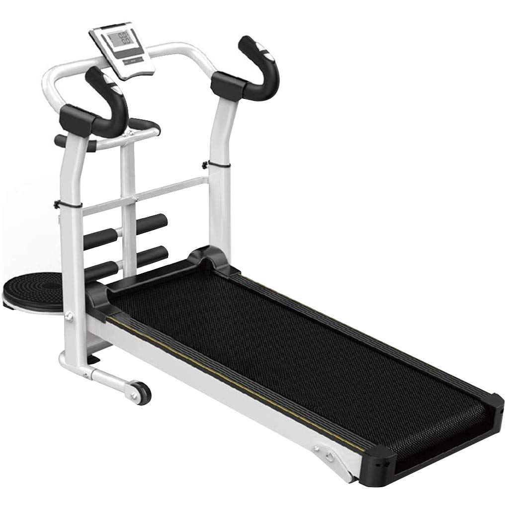 OKBOP Folding Manual Treadmill for Home, Multifunction Mini Portable Foldable Compact Treadmills Machine for Small Space, Incline Running Equipment with LCD Monitor (Black)