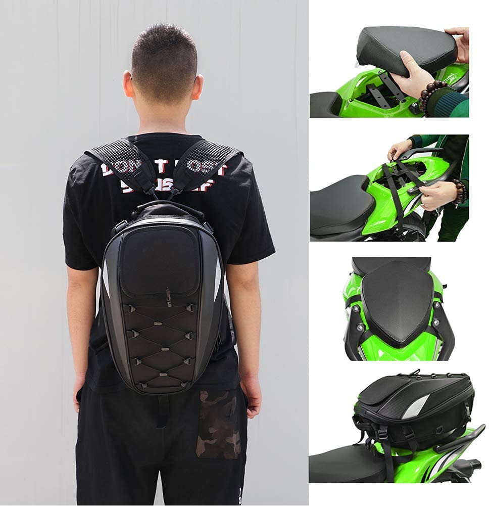 Motorcycle Seat/ Tail Bag - Dual Use Backpack Waterproof Motorbike Helmet Storage Bags For Luggage Motorcycle Dirt Bike Accessories