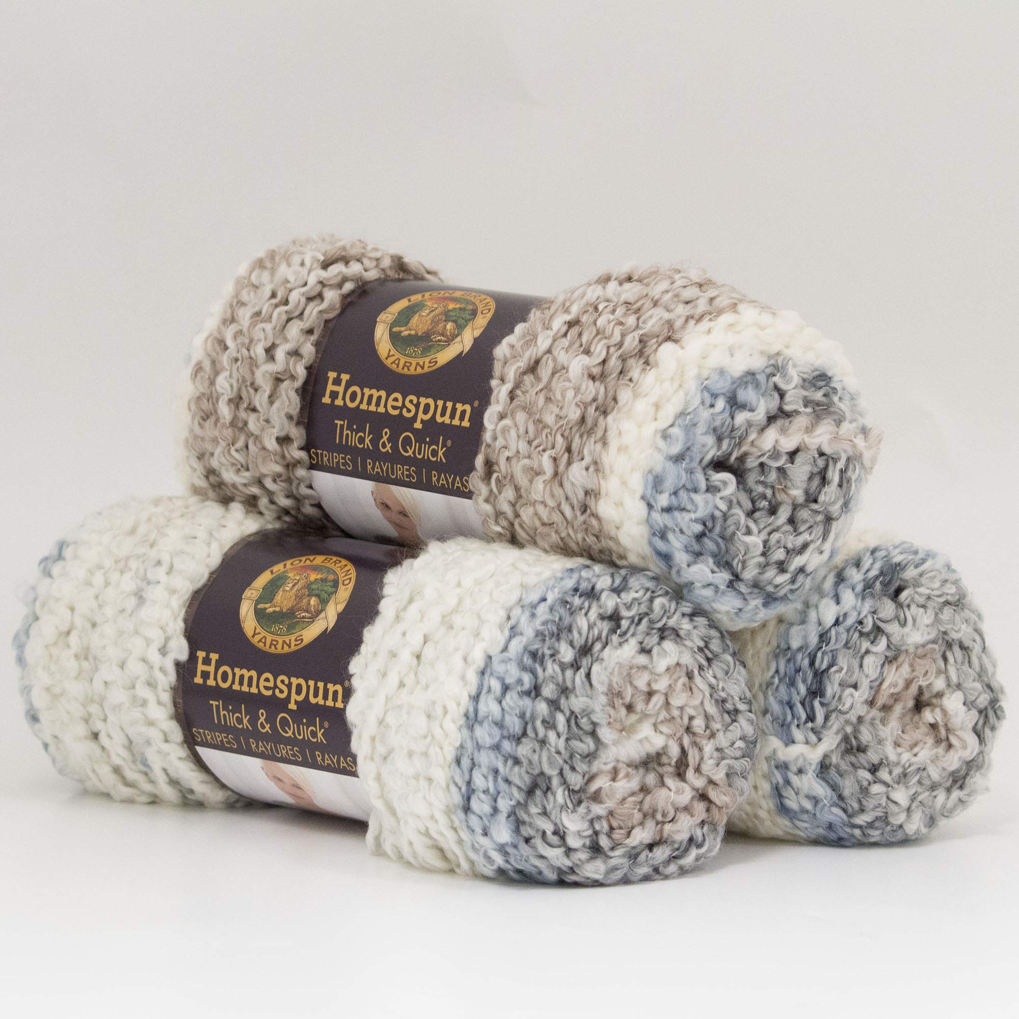 Lion Brand Homespun Thick and Quick Yarn (3-Pack) Granite Stripes 792-211