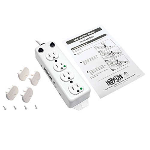 Tripp Lite Safe-IT Medical-Grade Power Strip, 4 15A Hospital-Grade Outlets, 7ft. Cord, UL 1363A, (PS-407-HG-OEM)
