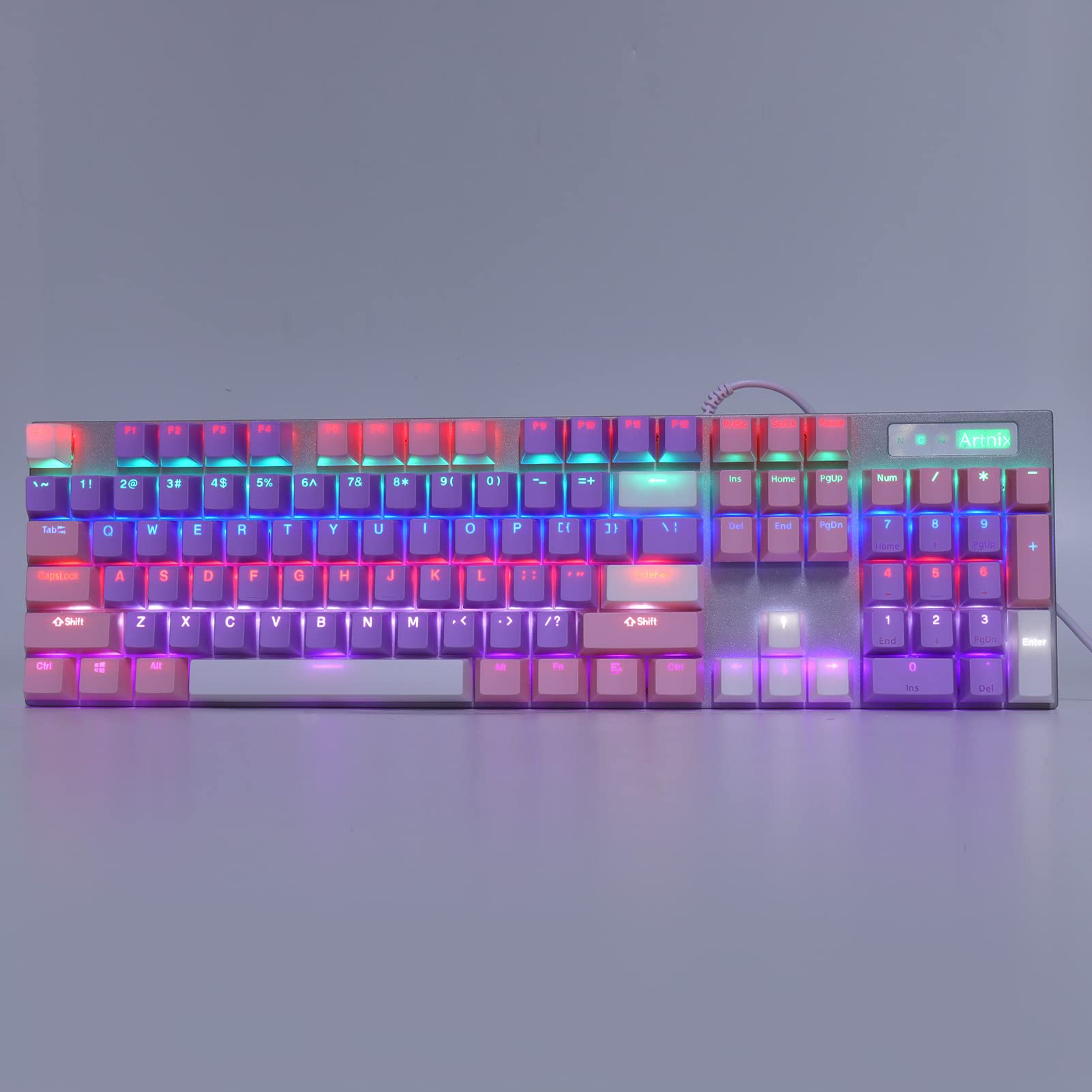 Yunseity Mechanical Gaming Keyboard, 104 Keys RGB Backlit Hot Swap Wired Keyboard with Red Switch, Portable Ergonomic Computer Keyboard for for OS Red Switch